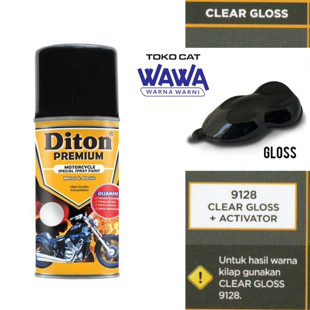 diton premium cat semprot motor clear gloss + activator 9128 clear coat ...