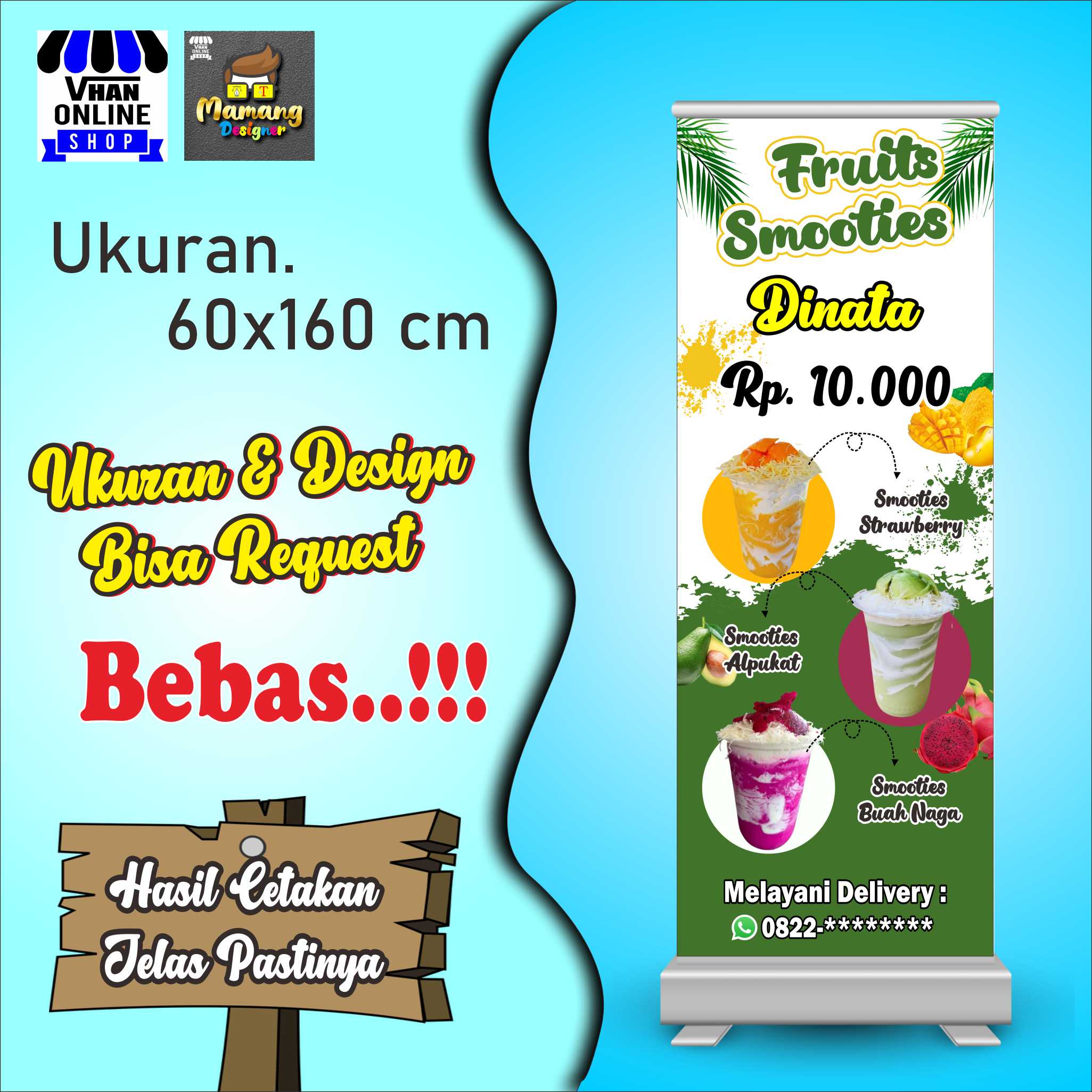Cetak Spanduk Dan Banner Jualan Smoothies Fruits, Buah Kocok, Keren ...