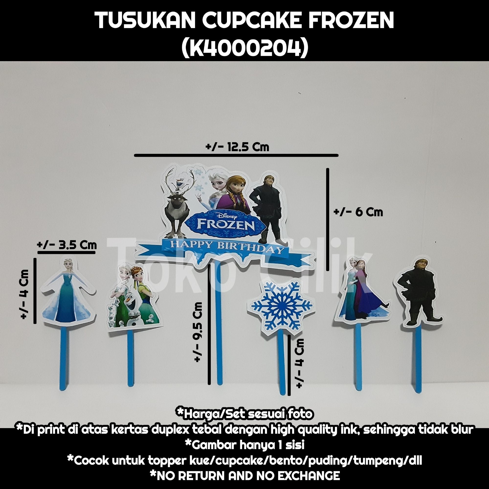 topper kertas frozen elsa anna cupcake kue bento tumpeng puding ...