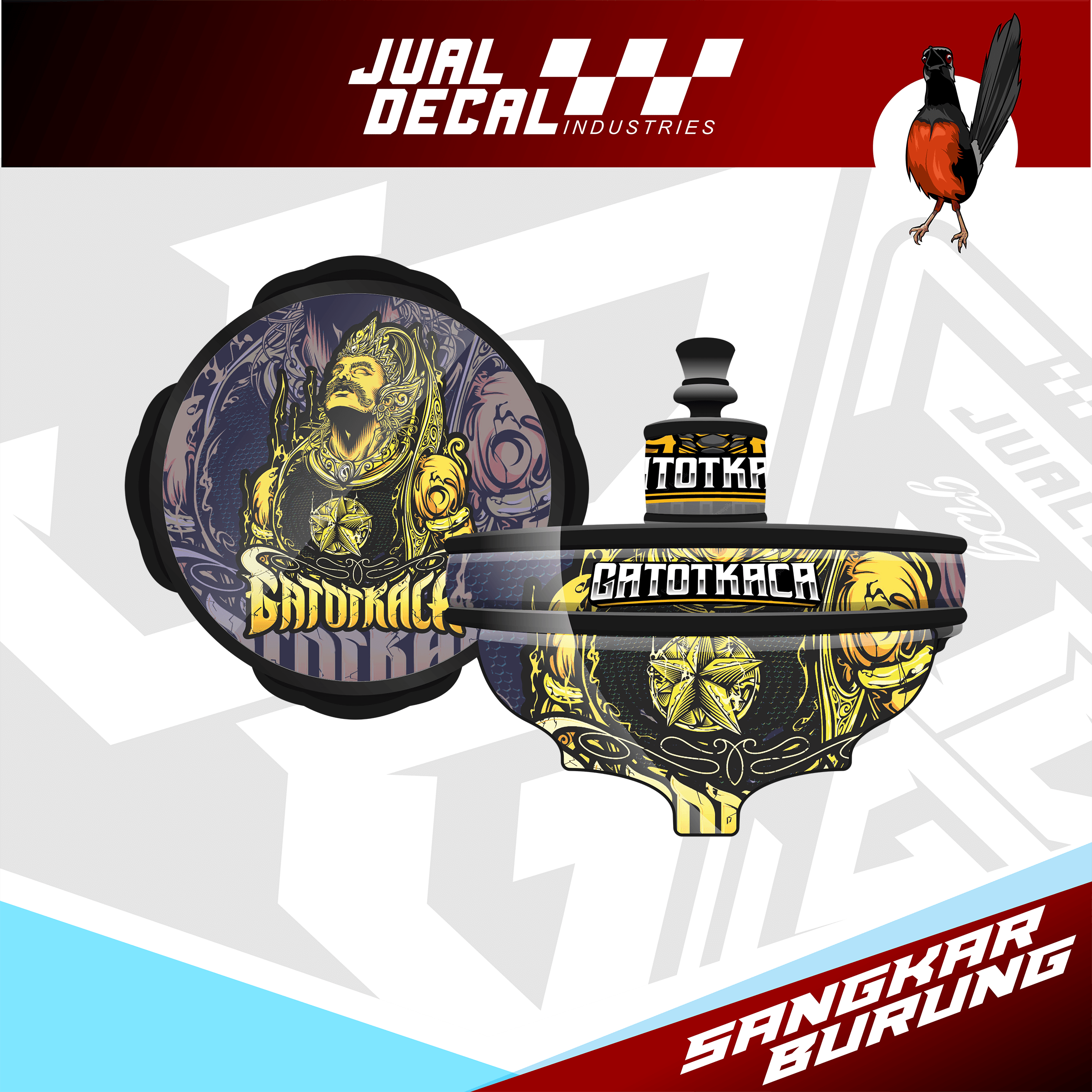Stiker Decal Tebok Sangkar Lovebird GATOTKACA Kandang Batman Bulat PVC ...