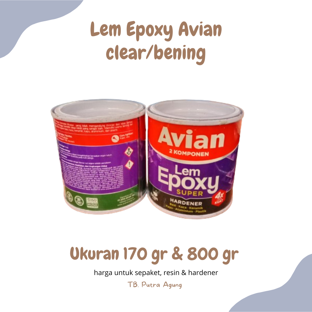 Lem Epoxy Avian 340 gr & 1600 gr - clear // harga sepaket | Lazada ...