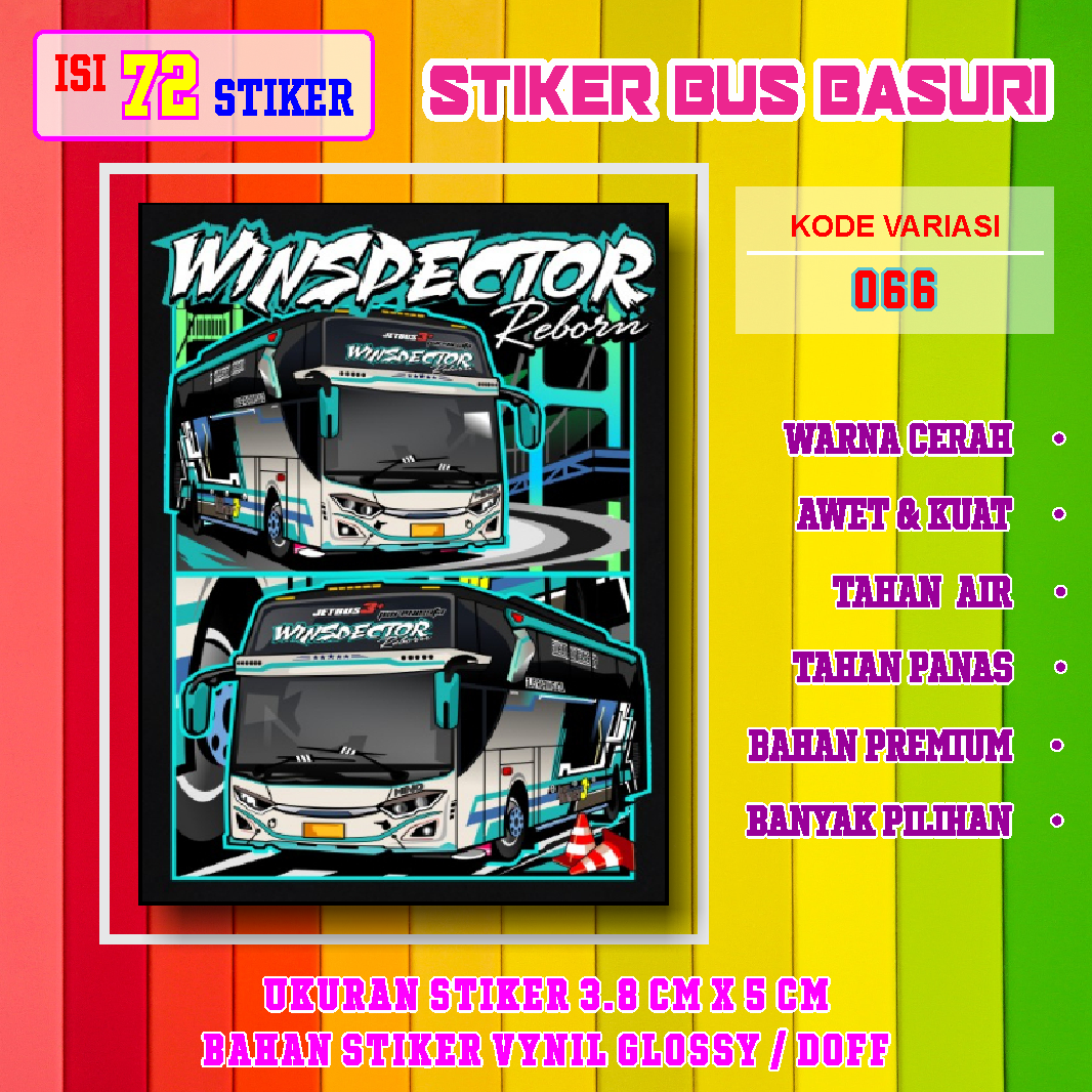 stiker bus basuri WINSPECTOR [066] isi 72 pcs warna cerah awet jelas ...