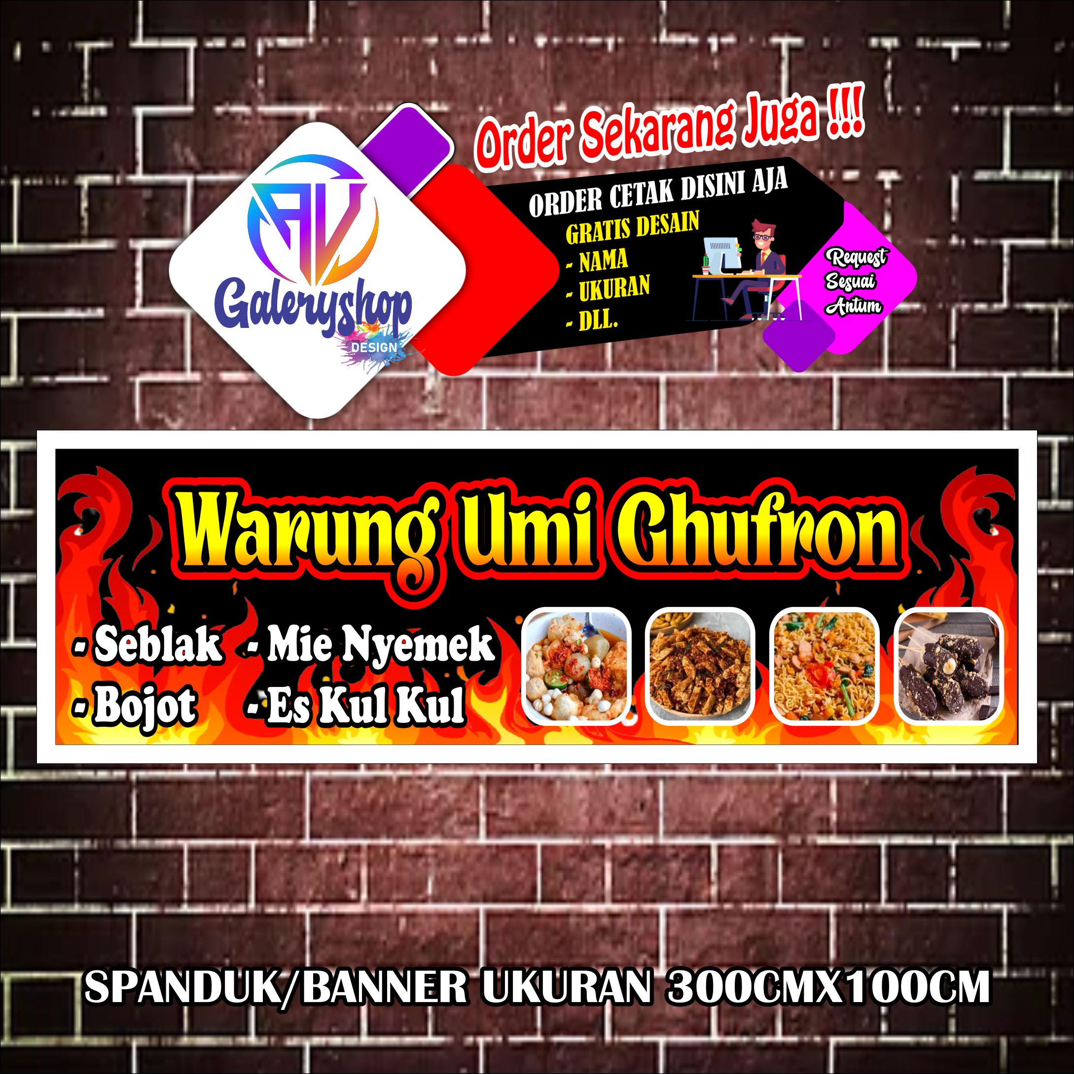 mmt, spanduk, banner, warung seblak seuhah dll 300x100 cm | Lazada ...