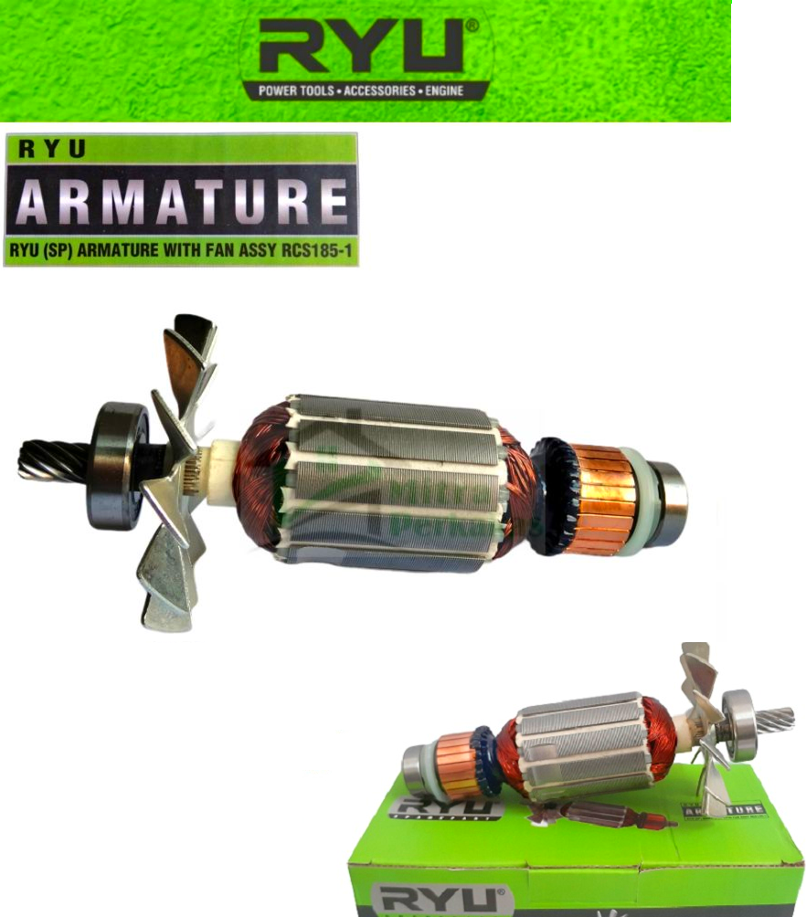 Ryu Armature RCS 185-1 Rotor angker untuk mesin sirkel 7"/ Armature ...