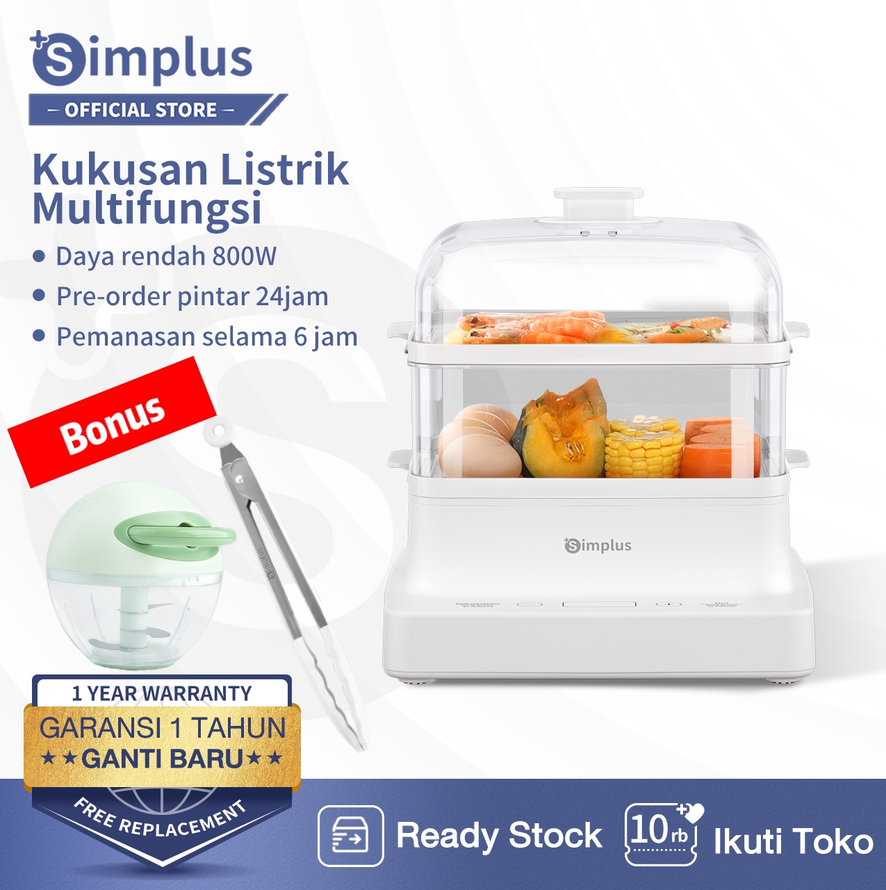 Simplus Kukusan Multifungsi Kapasitas 9L Mengukus Telur, Mengukus Ikan ...