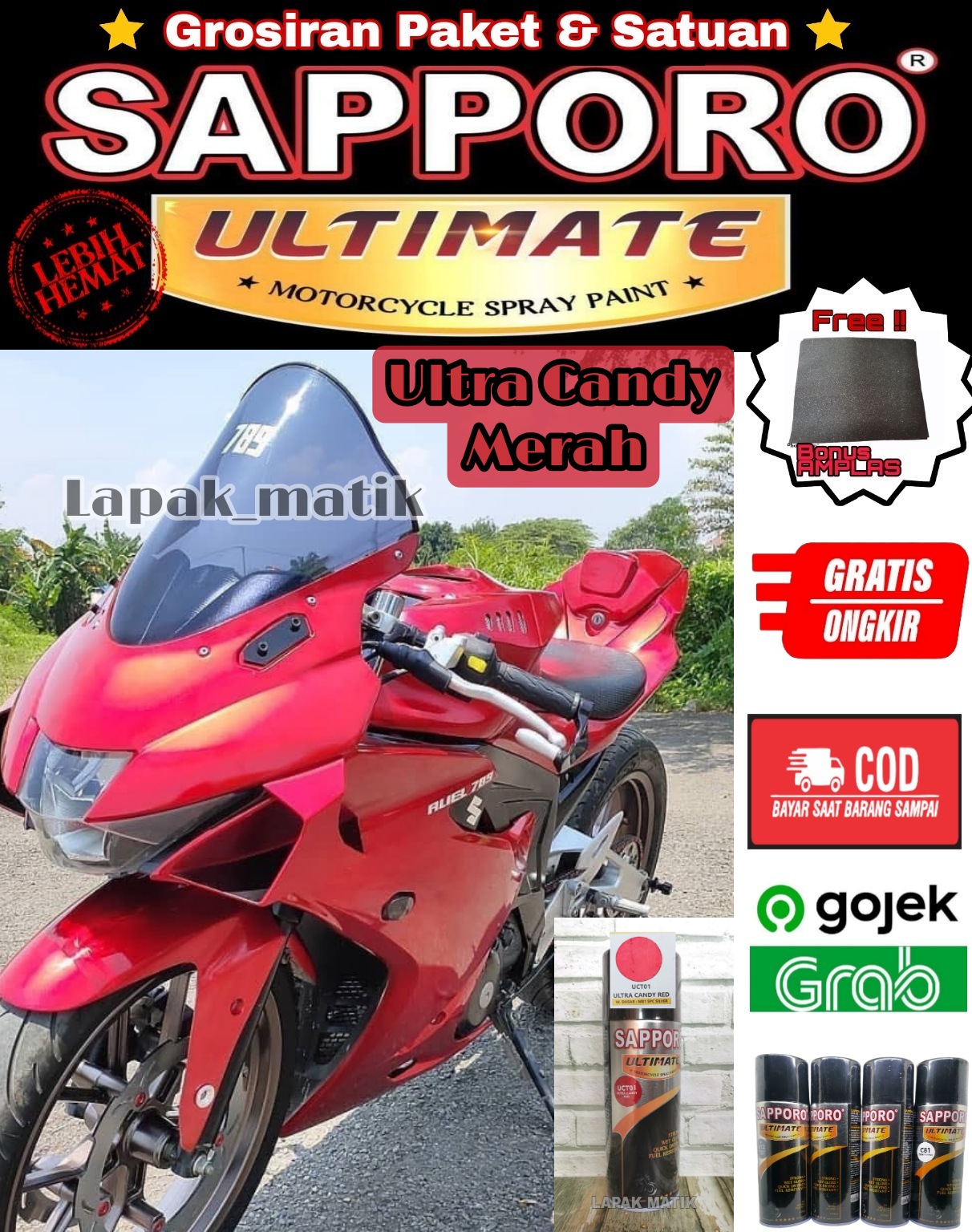 SAPPORO ULTIMATE UCT01 ULTRA CANDY RED MERAH CANDY / CAT SPRAY SEMPROT ...