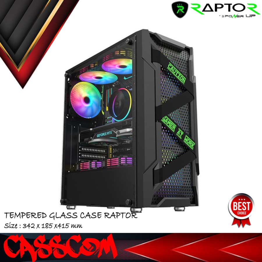 Casing Gaming Raptor Fotress - Temered Glass Include 3 Fan Case ...