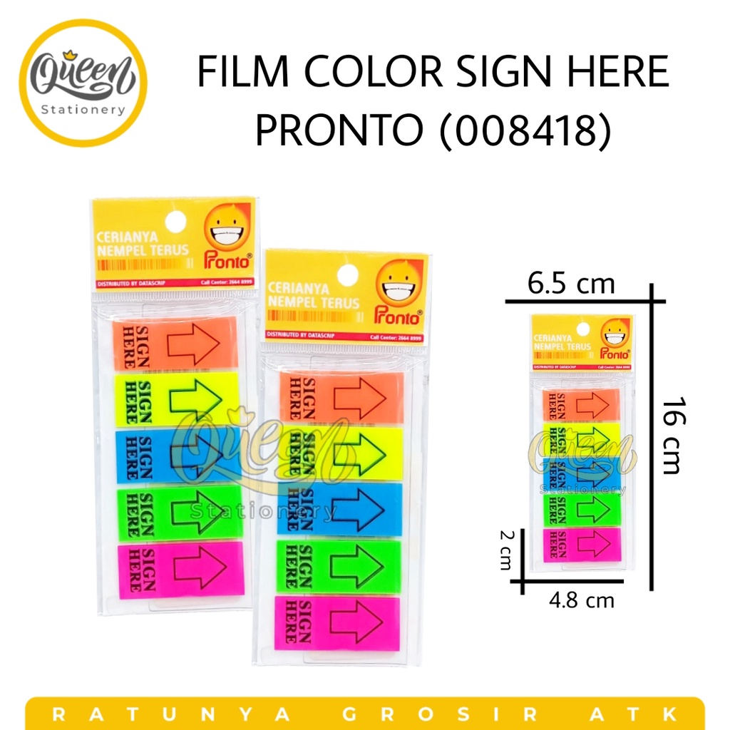 1 PAD FILM COLOR SIGN HERE PRONTO (008418) - MEMO STICK NOTE PENANDA ...