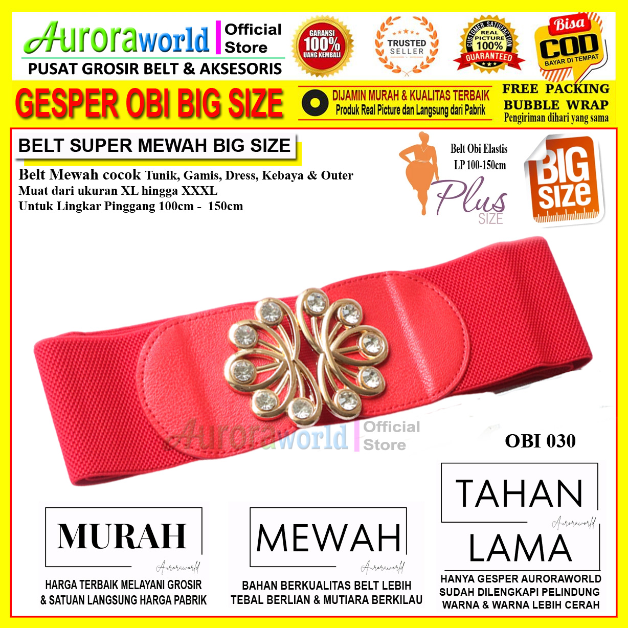 Auroraworld Gesper Elastis Big Size Super Mewah Ikat Pinggang Karet ...
