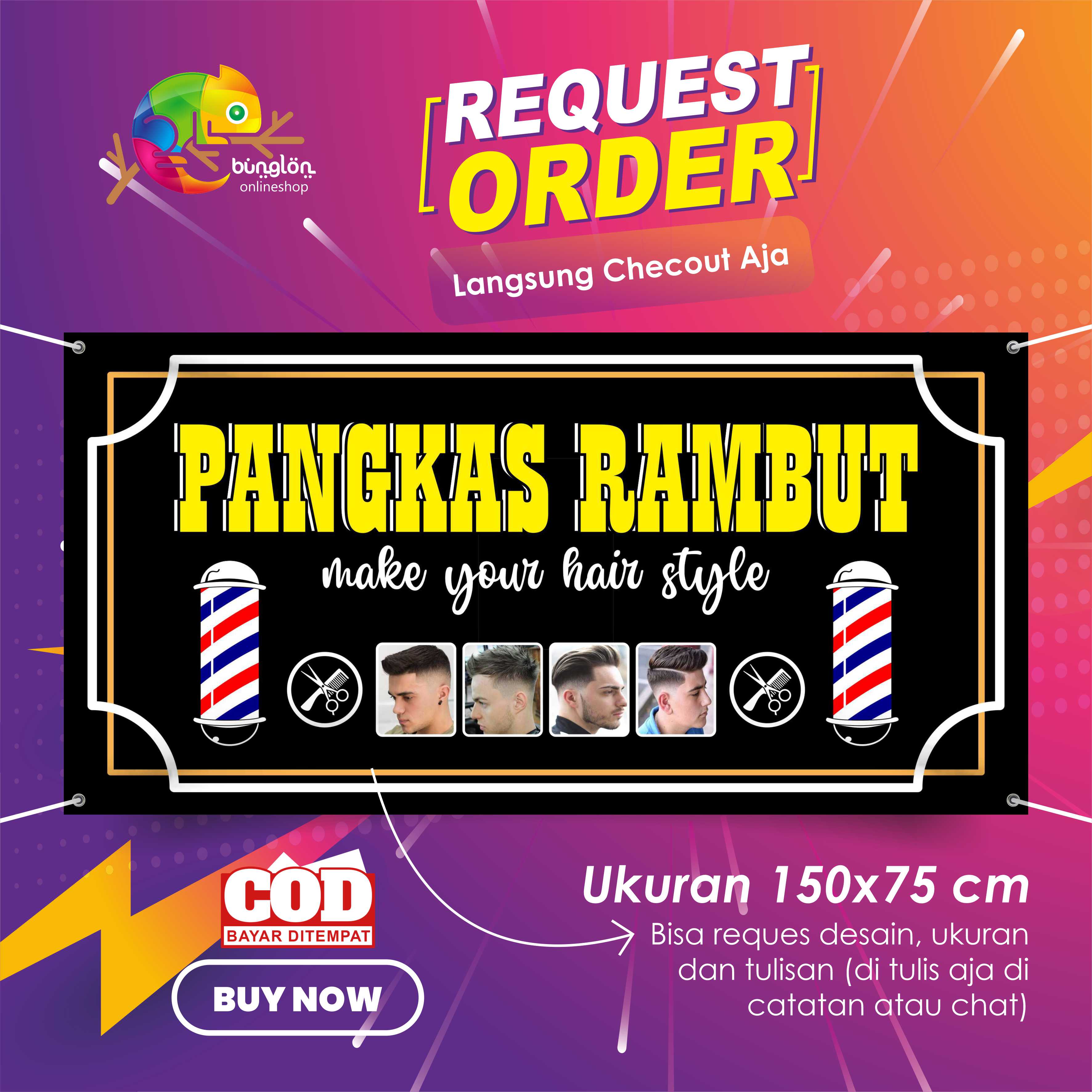 Spanduk, Banner Pangkas Rambut, Potong Rambut Hair Style Bisa Custom ...