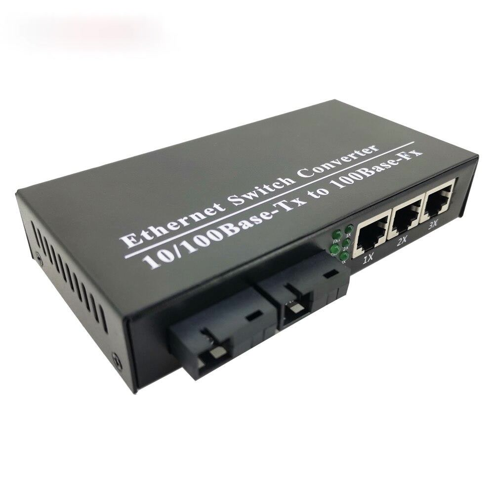 Media Converter 2 Port FO 3 Port LAN Switch Fiber Optic 2 Port SC 100 ...