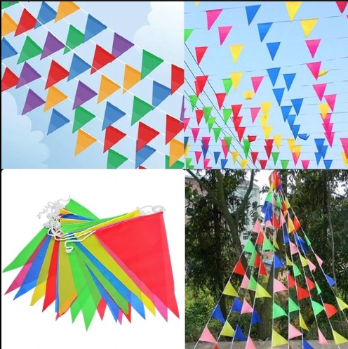 Murah Bendera Kain Segitiga Warna - Warni 25 Meter / Bendera Karnaval ...