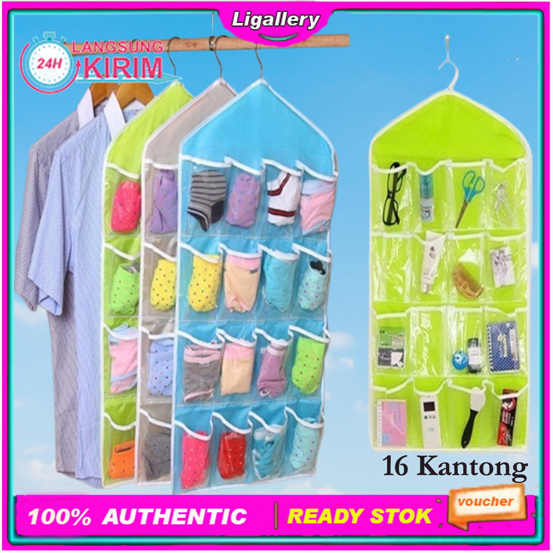 [Mutltifungsi] Storage Gantung 16 Kantong kaki Perapih Dalaman Hijab ...