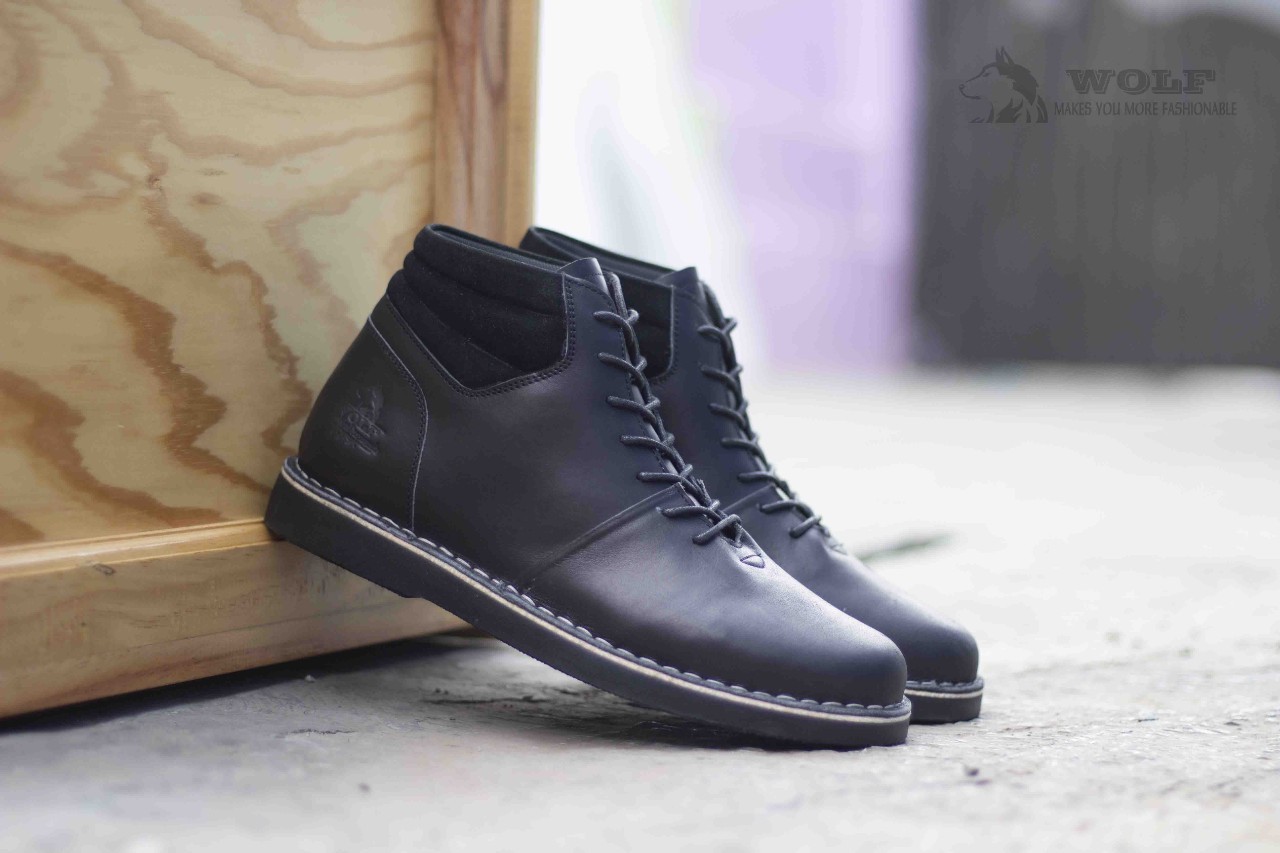 Sepatu Brodo Boots Kulit Asli Pria Wolf Papilion Hitam Original Boots ...