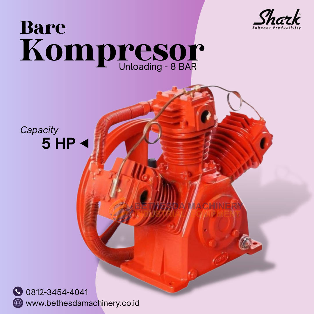 Kepala Kompresor 5 HP / Bare Air Compressor 3 silinder 5HP SHARK ...