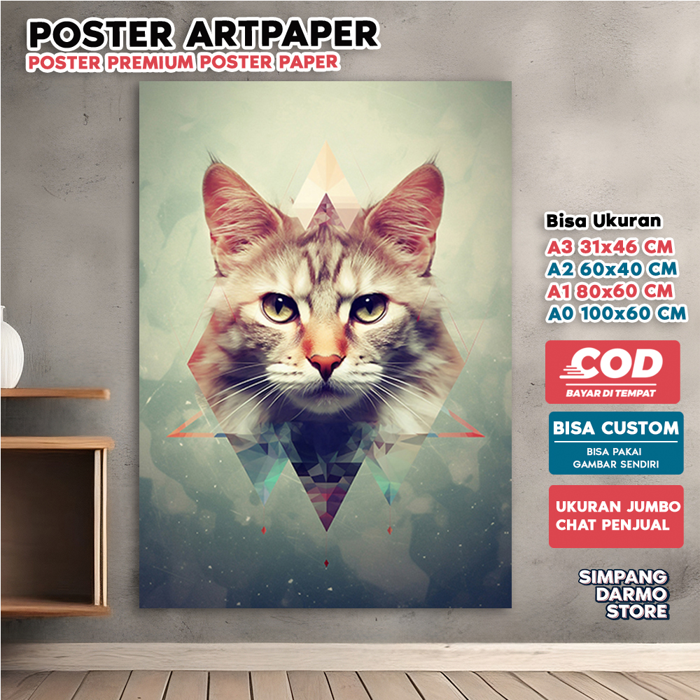 Poster Kucing lucu bisa cetak custom Tersedia Berbagai Ukuran A4 A3 ...