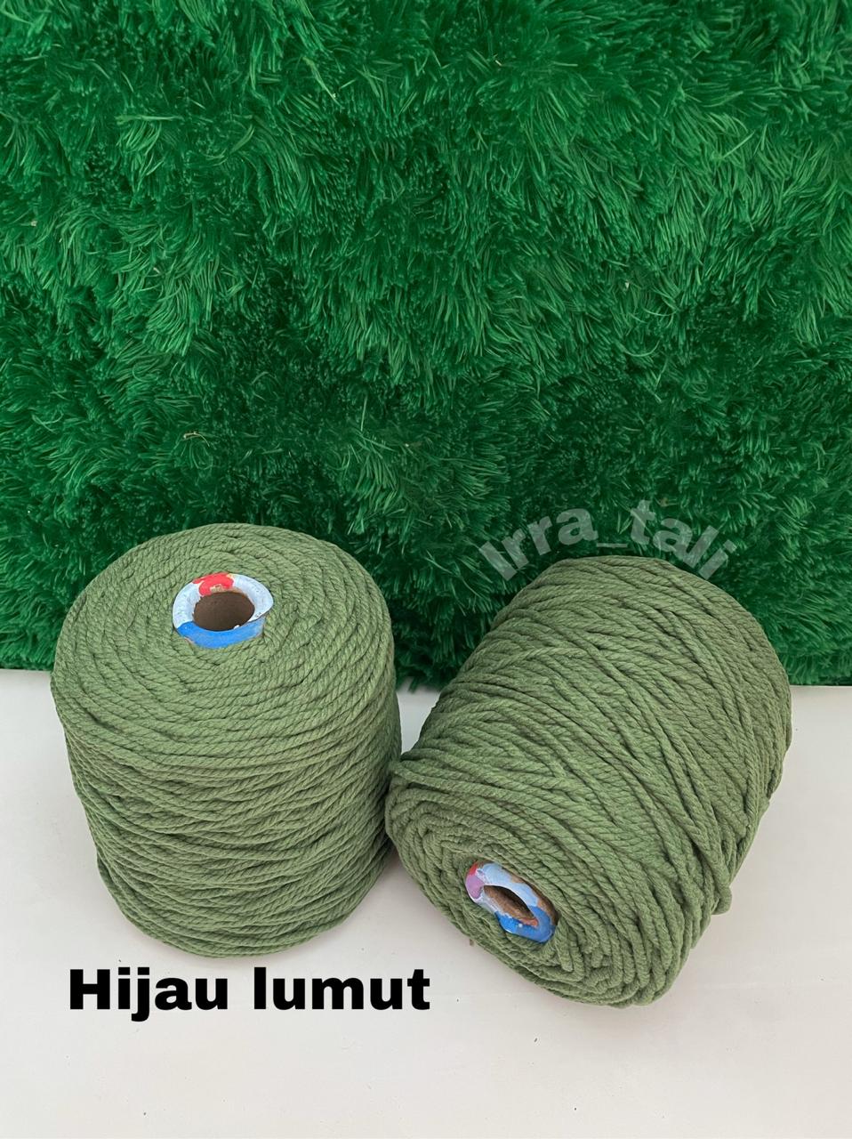 Tali Katun Macrame / Makrame Premium 3-4 mm 1 Kg Warna Hijau Lumut - ZI ...