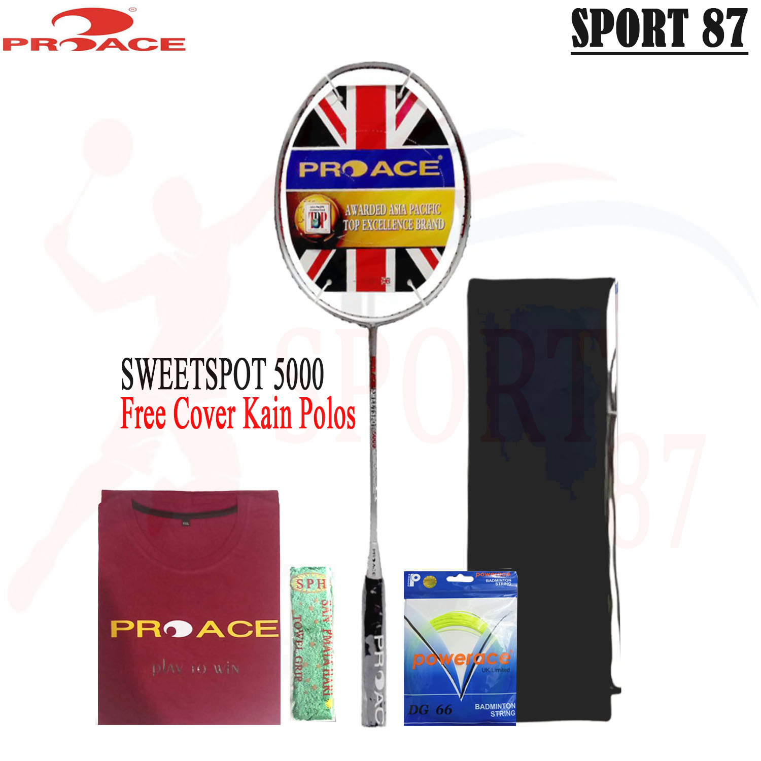 Raket Badminton Pro Ace Sweetspot 5000 Bonus Komplit Raket Pro Ace Sweetspot 5000 | Lazada Indonesia