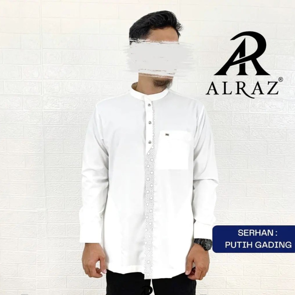 AL RAZ Kemko Baju Kemeja Koko Hitam Putih Pakaian Sholat Muslim Pria ...
