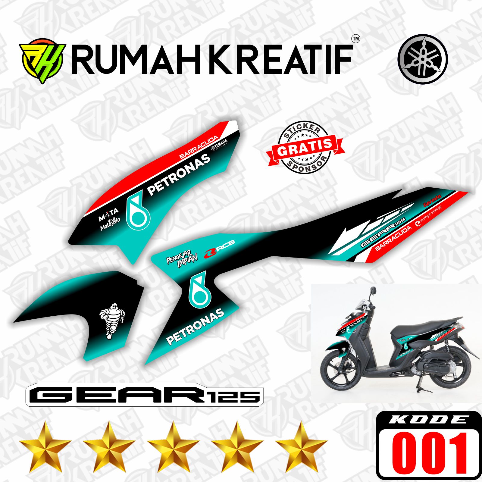 Rk Juara - Sticker Motor YAMAHA GEAR 125 Racing MotoGP - Decal Stiker ...