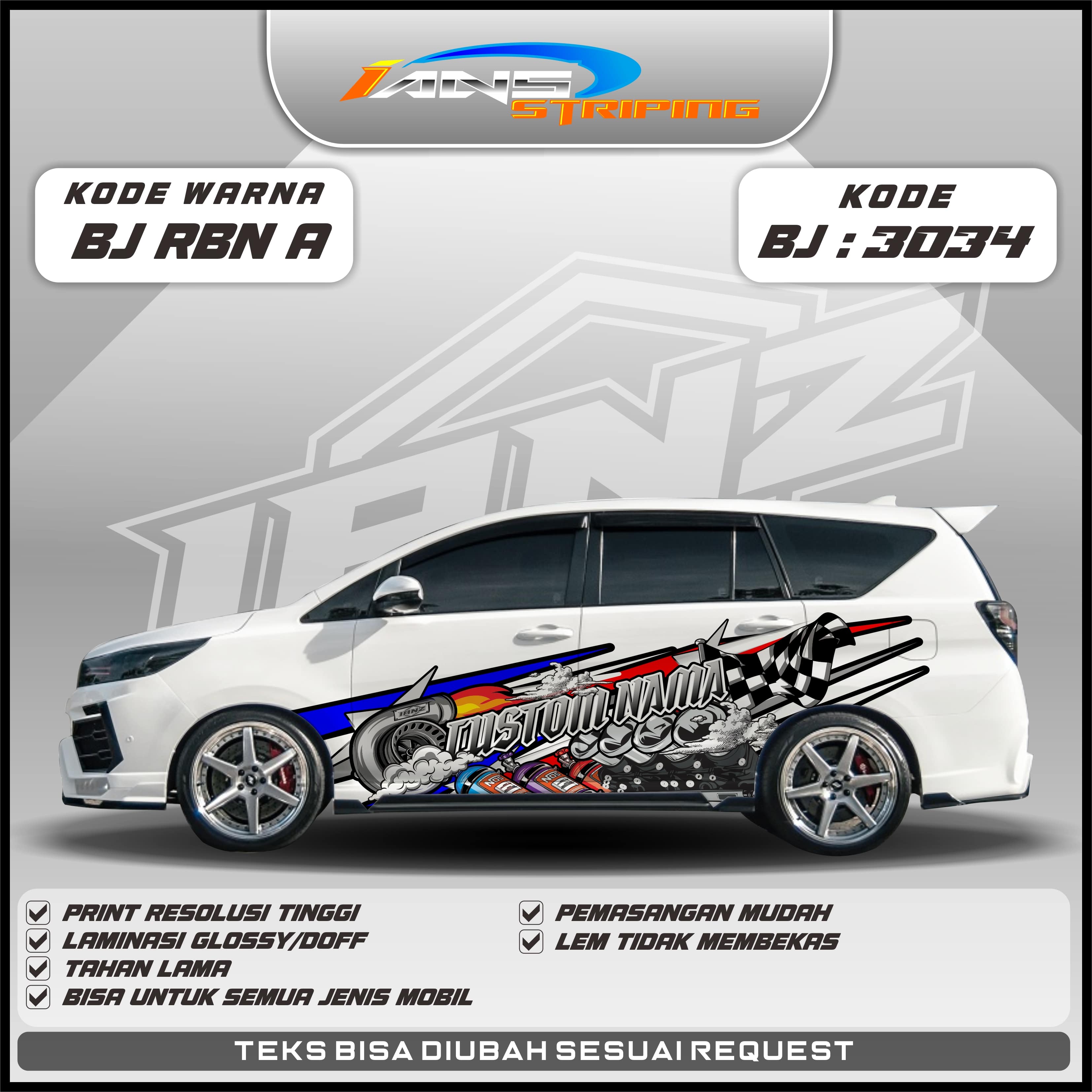 BJ 3034-STIKER BODY MOBIL SPORT CITY CAR SIAP PAKAI-DECAL TURBO DIESEL ...