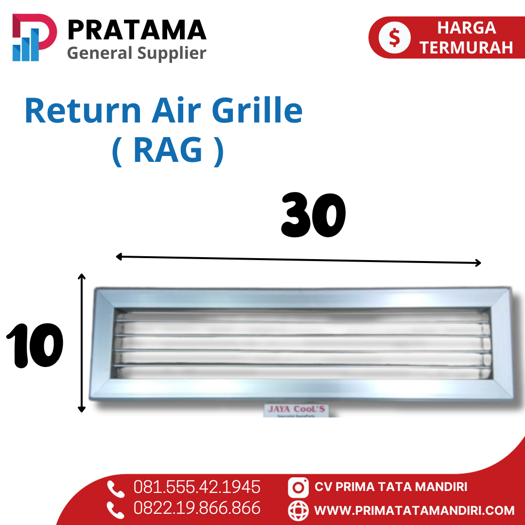 RAG return air grille UKURAN 10 X 30 cm grill AC natural | surabaya ...