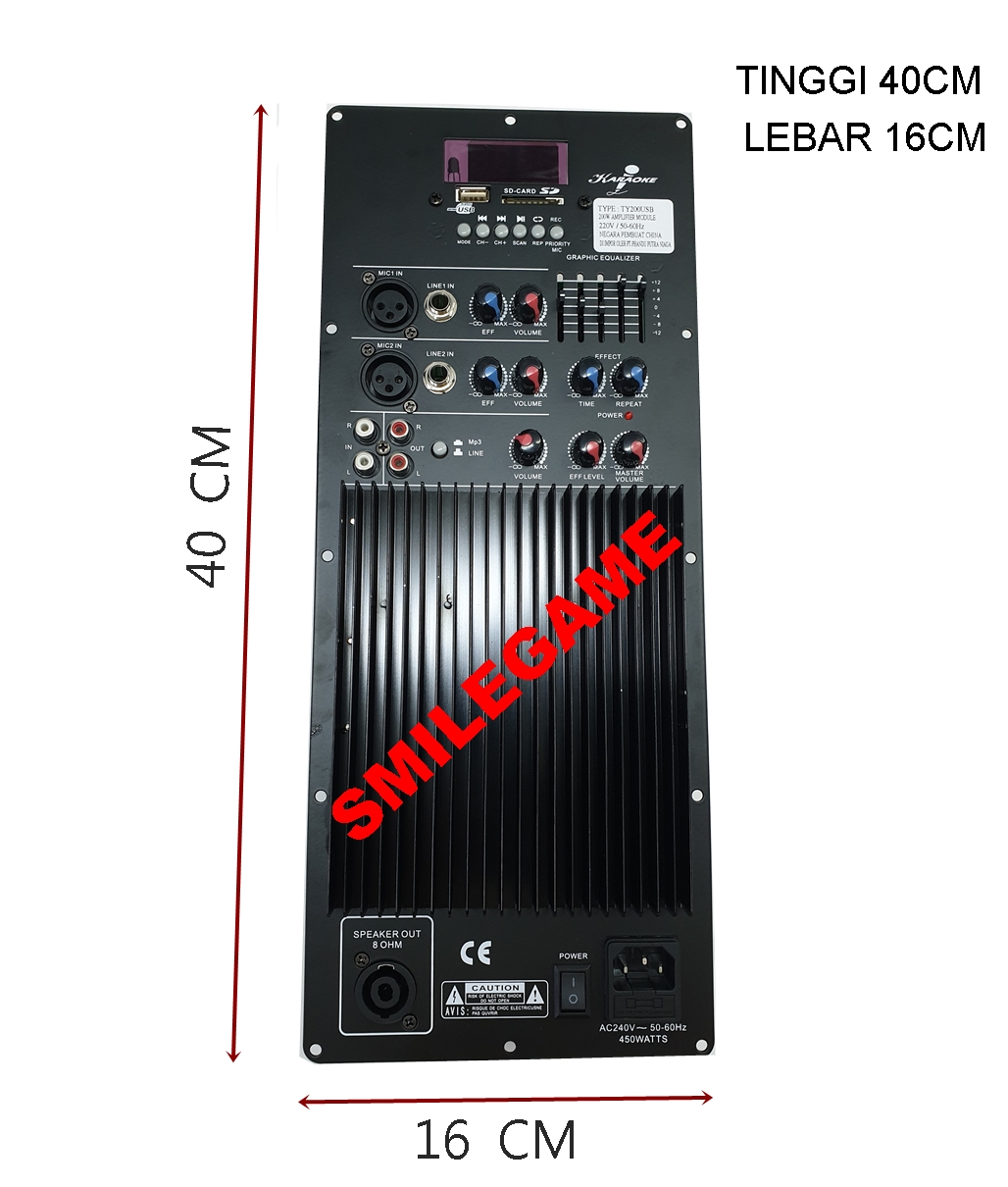 Mesin Speaker aktive ( Power Kit ) TY-200USB , 10,15 double - Dimensi ...