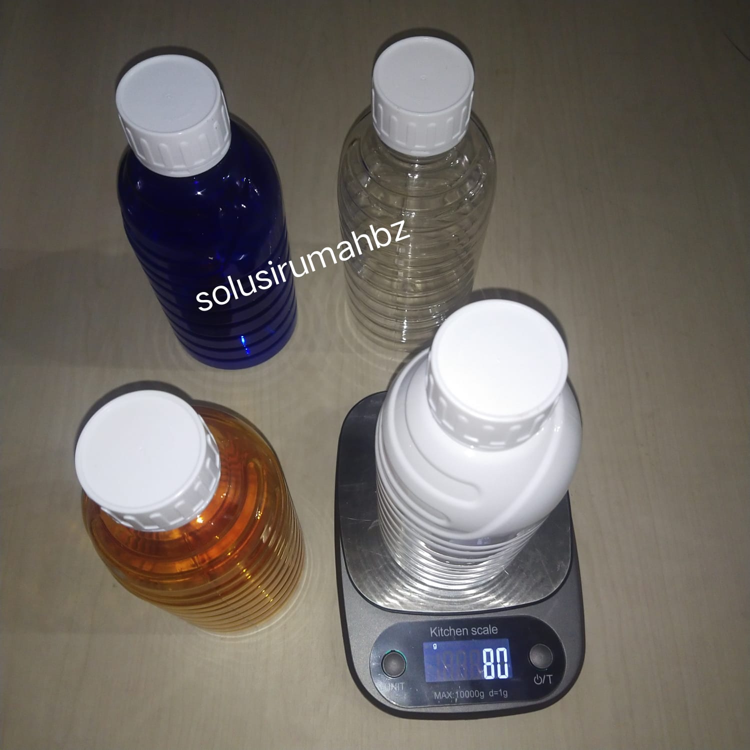 BOTOL KIMIA 1000ML + DOUBLE TUTUP BULAT GARIS 1L TEBAL WARNA BENING 1 ...
