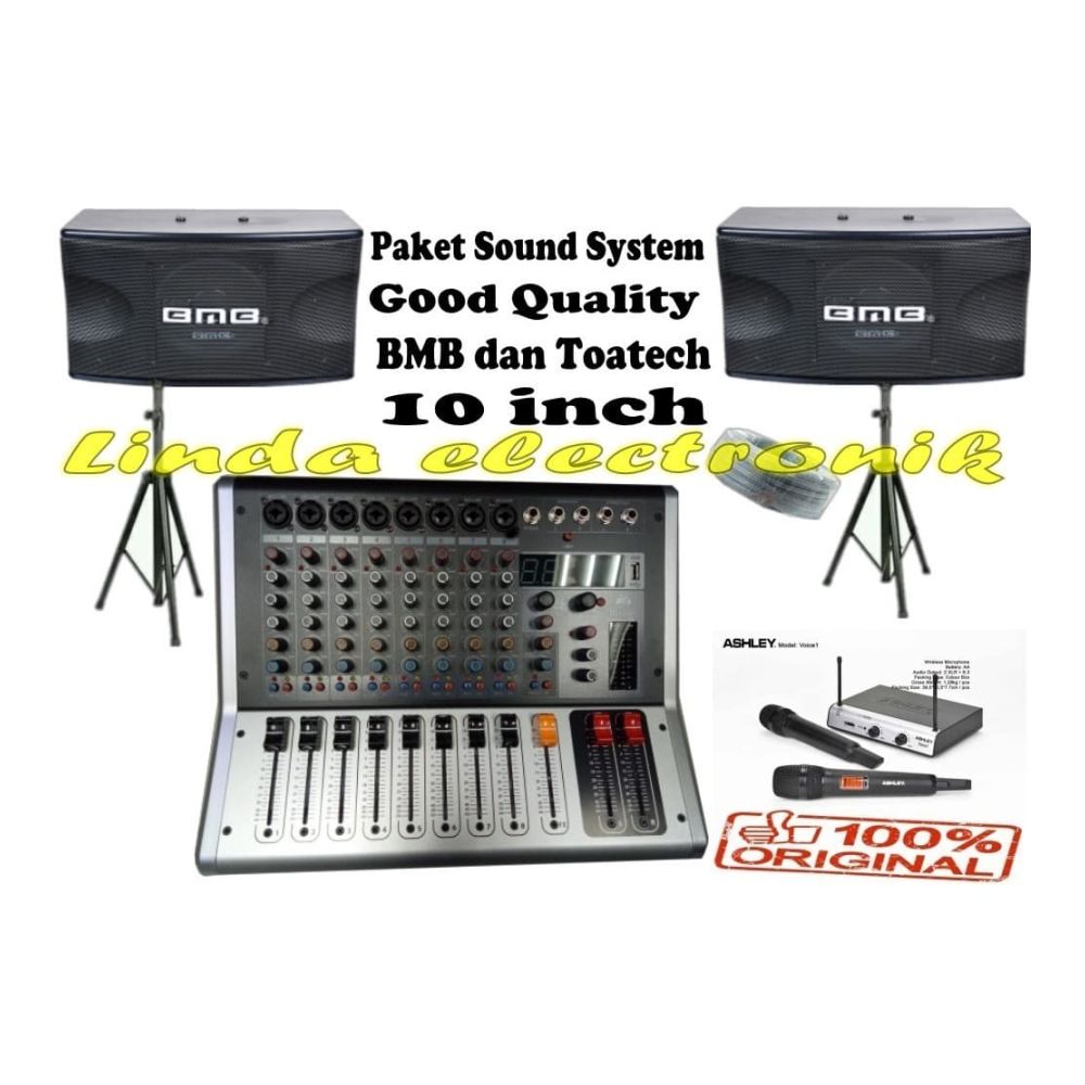 paket sound system bmb 10inch dan power mixer toatech 8 channel ...