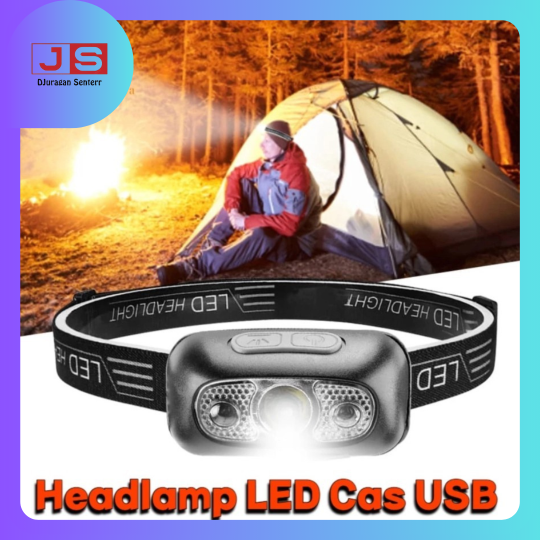 SENTER LED KEPALA MINI COB SENSOR/ HEADLAMP LED RECHARGEABLE / SENTER ...