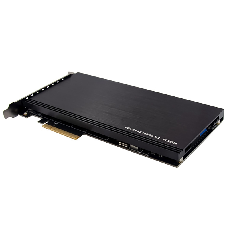 PLX8724 PCIE X8 4พอร์ต M.2 KEY M NVMe SSD RAID Riser Card สำหรับแล็ปท็ ...