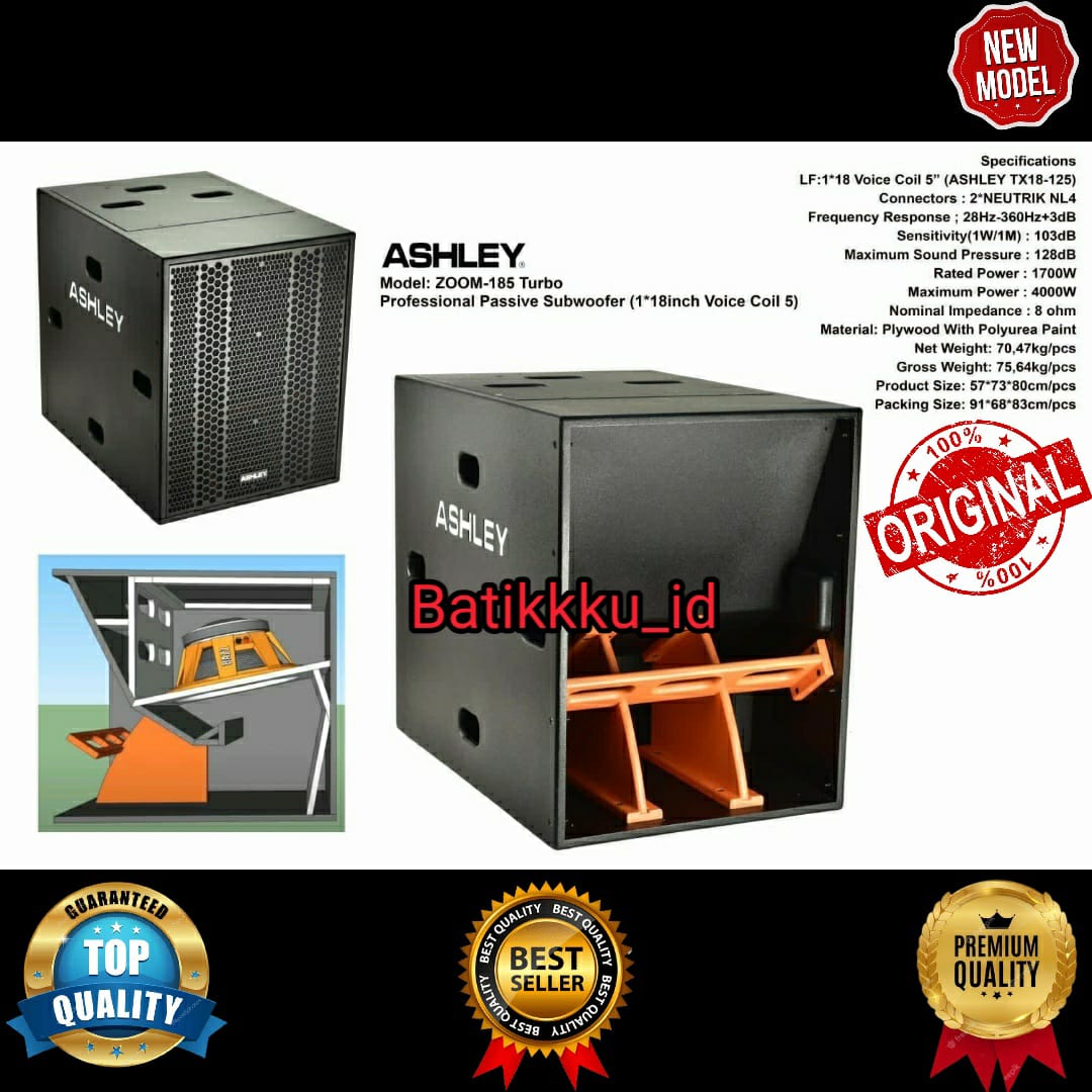 [ORIGINAL] SUBWOOFER PASIF ASHLEY ZOOM 185 TURBO ZOOM185 ORIGINAL 18 ...