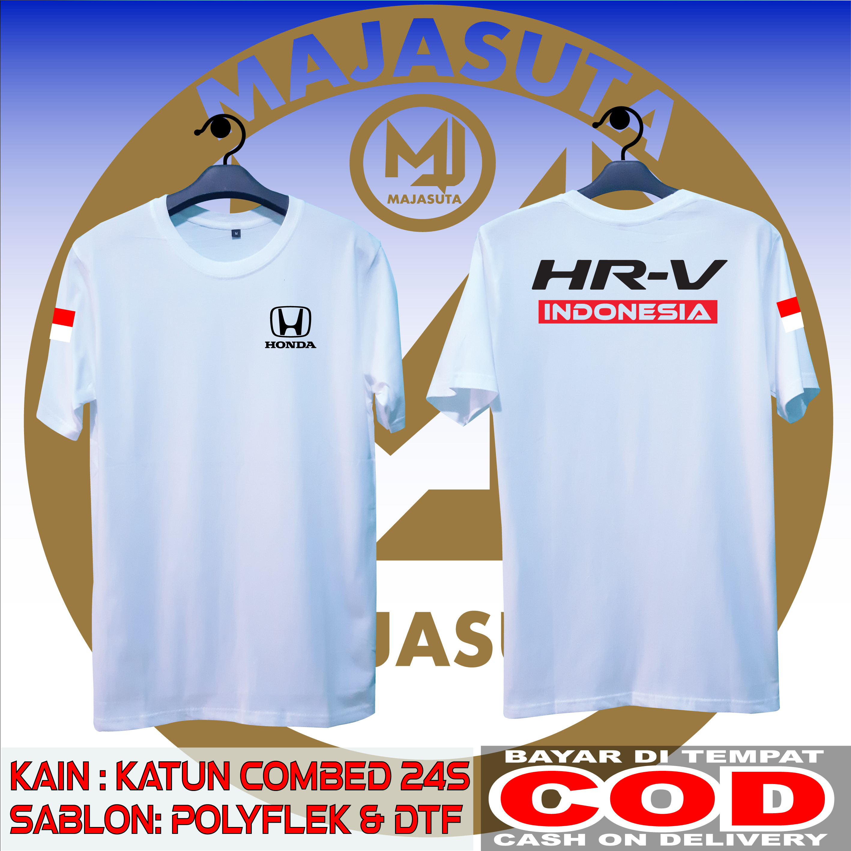 MAJASUTA KAOS HONDA HR-V INDONESIA KATUN COMBED 24S TEBAL | Lazada ...