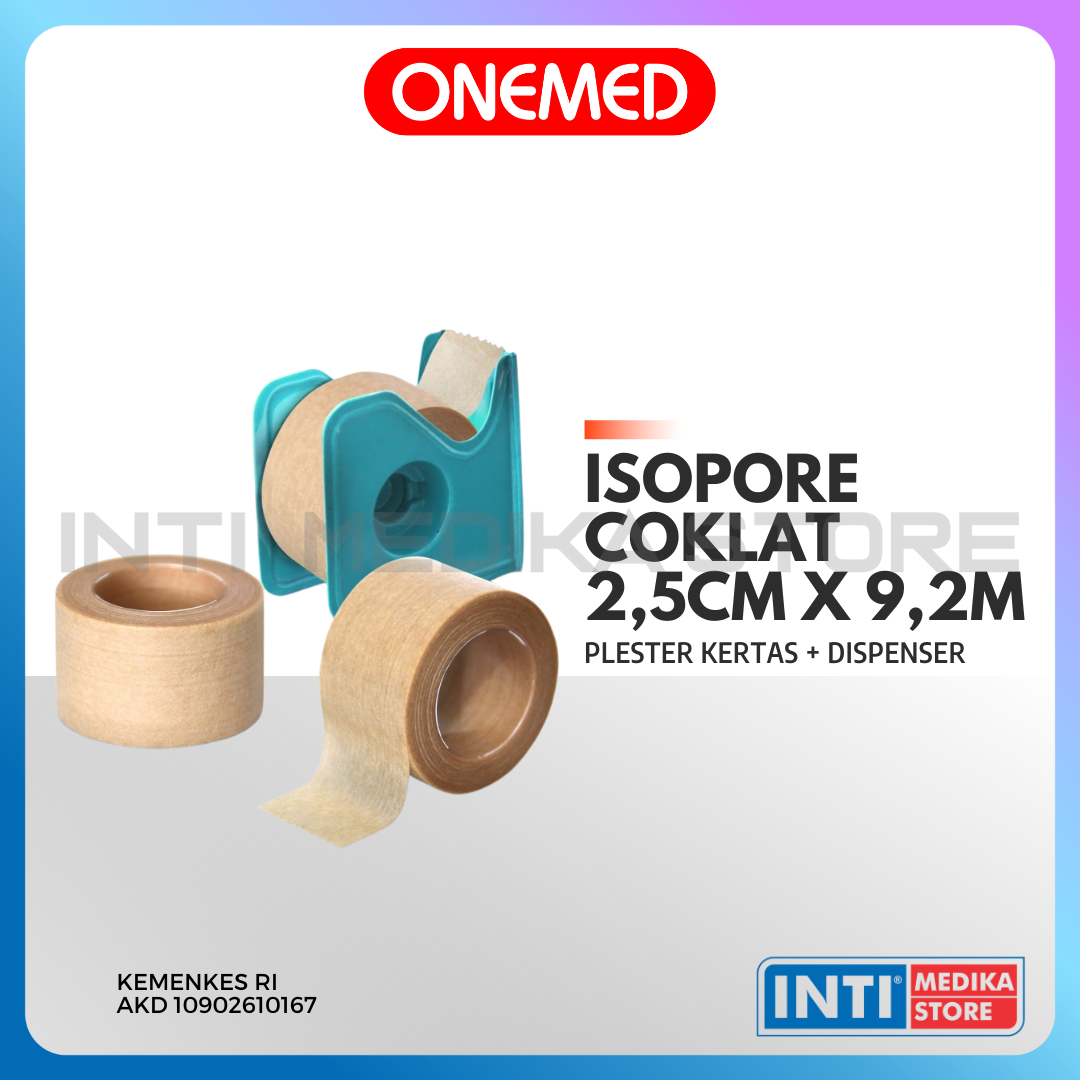 ONEMED - Plester Luka ISOPORE COKLAT 1/2 Inch 1 Inch 2 Inch + Dispenser ...