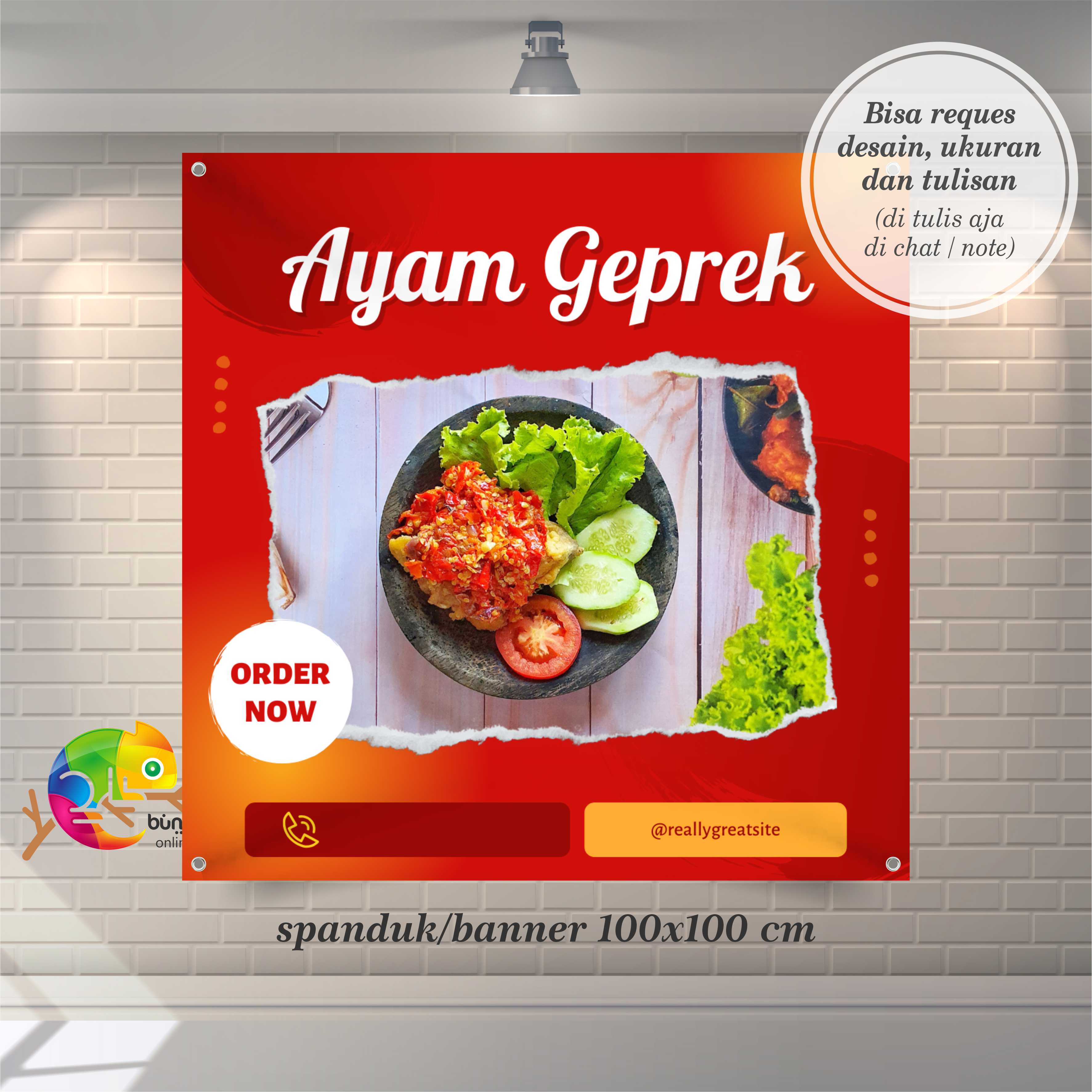 Cetak Spanduk Banner Ayam Geprek Favorite Indonesian Food | Lazada ...