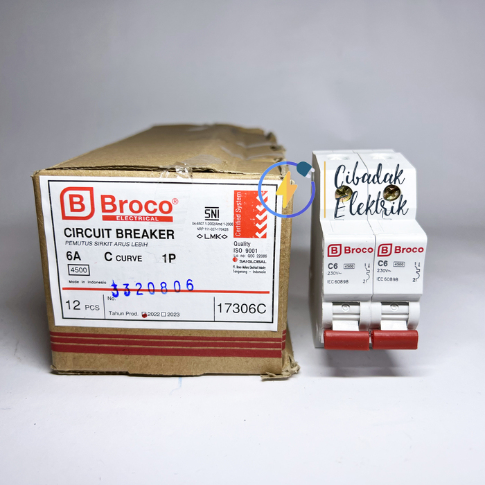 MCB BROCO ORIGINAL 2 A / 4 A / 6 A / 10 A / 16 A / 20 A / 25 A / 32 A ...