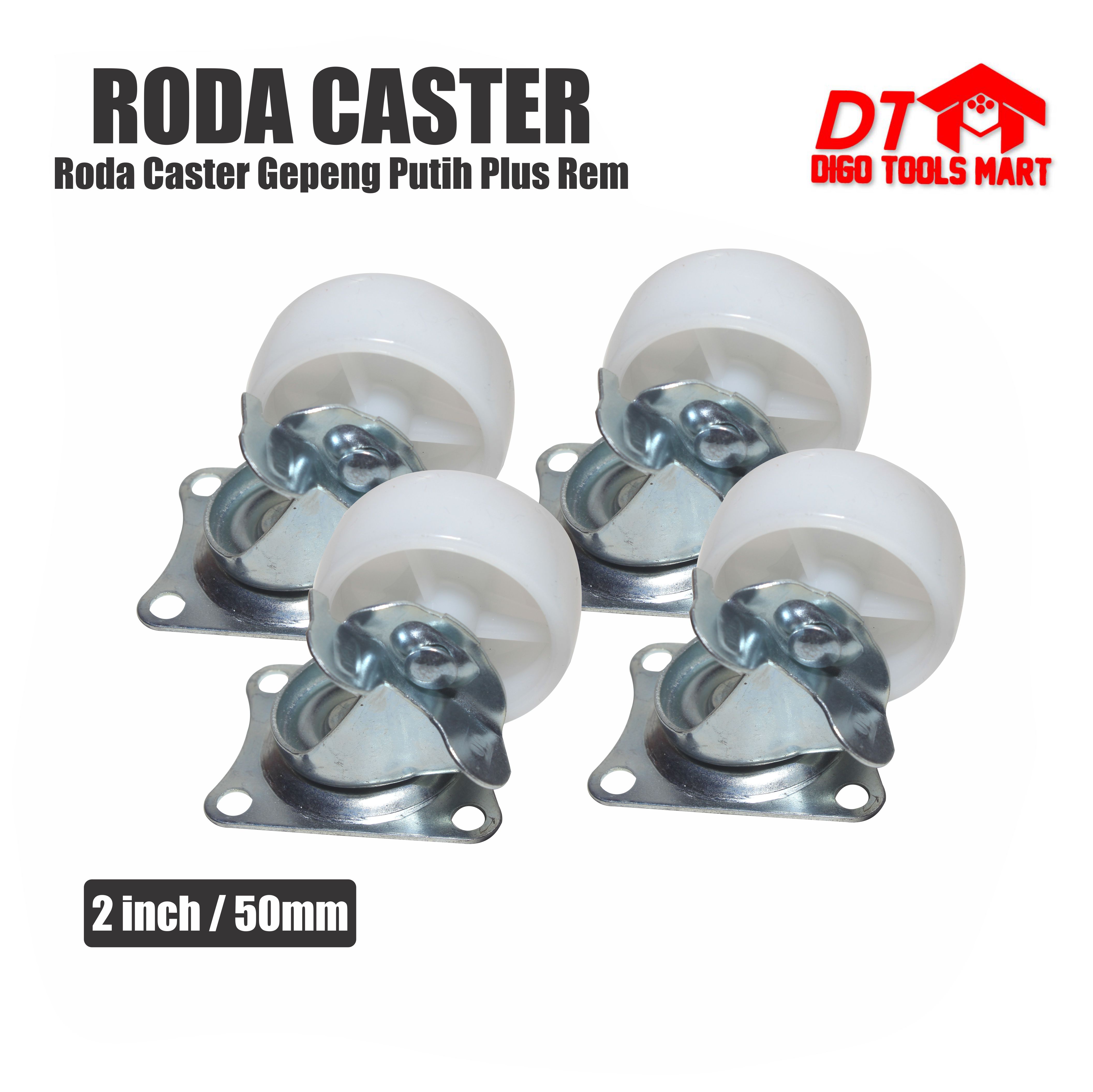 Roda Caster 2 Inci Hidup Plus Rem Kaki Roda Etalase Troli 4Pcs 50mm ...