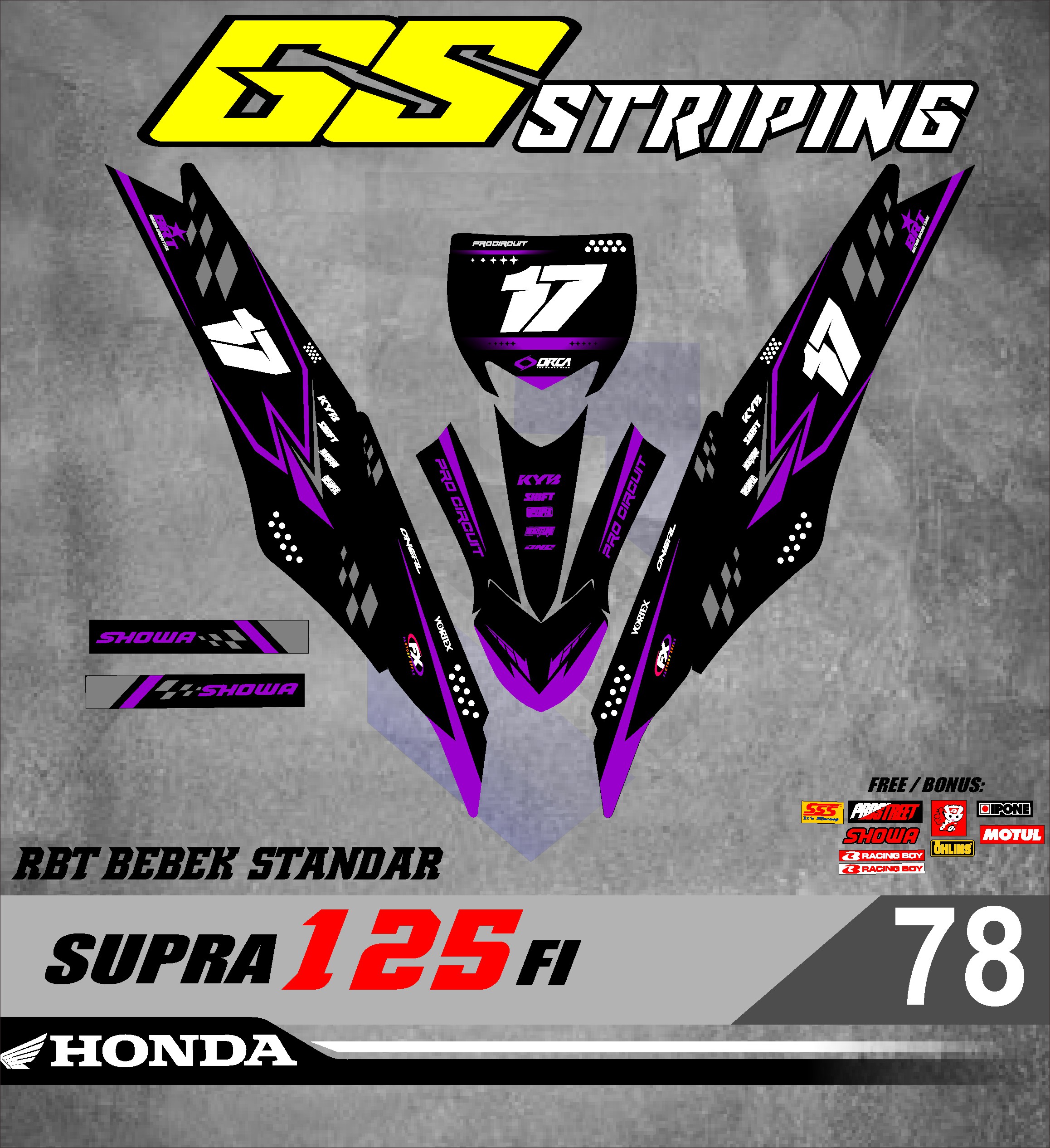 Sticker Striping Motor RBT SUPRA 125FI RBT VEGA BEBEK MODIF SUPERMOTO ...