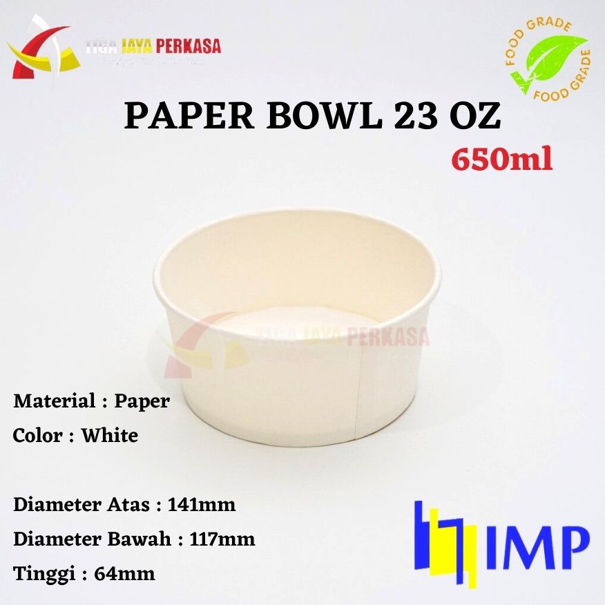 Paper Bowl 650ml IMP / Paper Bowl 23 Oz Tebal Foodgrade / Mangkok ...