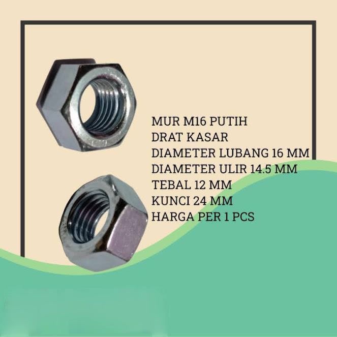 MUR M16 MUR 16MM PUTIH DRAT KASAR KUNCI 24 HARGA SATUAN | Lazada Indonesia