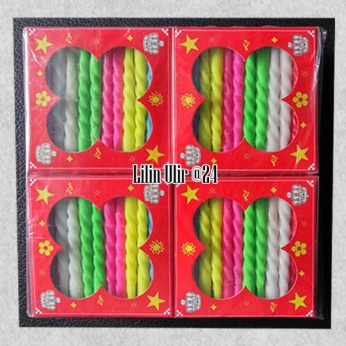 1Pak (isi 24pcs) Lilin Natal Lilin ulang tahun Lilin ulir kecil ...