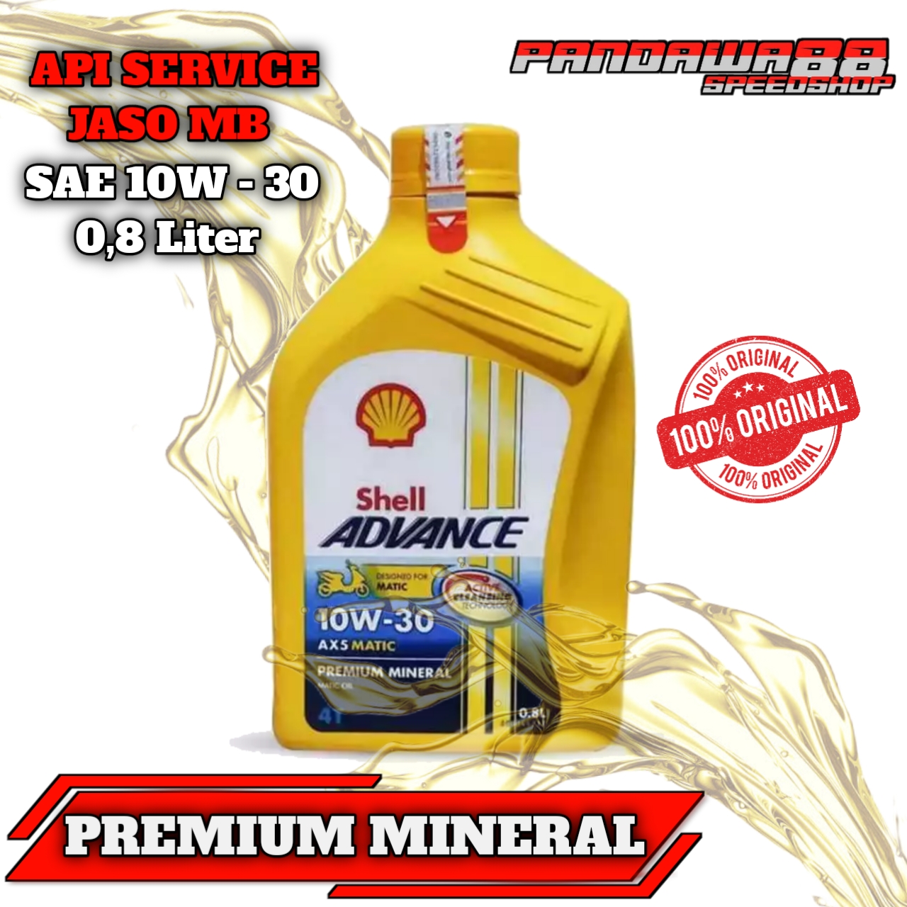 Oli SHELL ADVANCE AX5 PREMIUM MINERAL MOTOR MATIC 0,8L 10W-30 | SHELL ...