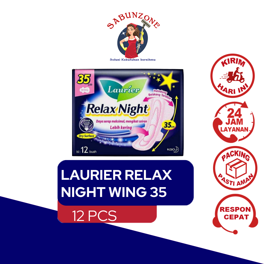 Pembalut Laurier Relax Night Wing 35 cm isi 12 pcs | Lazada Indonesia