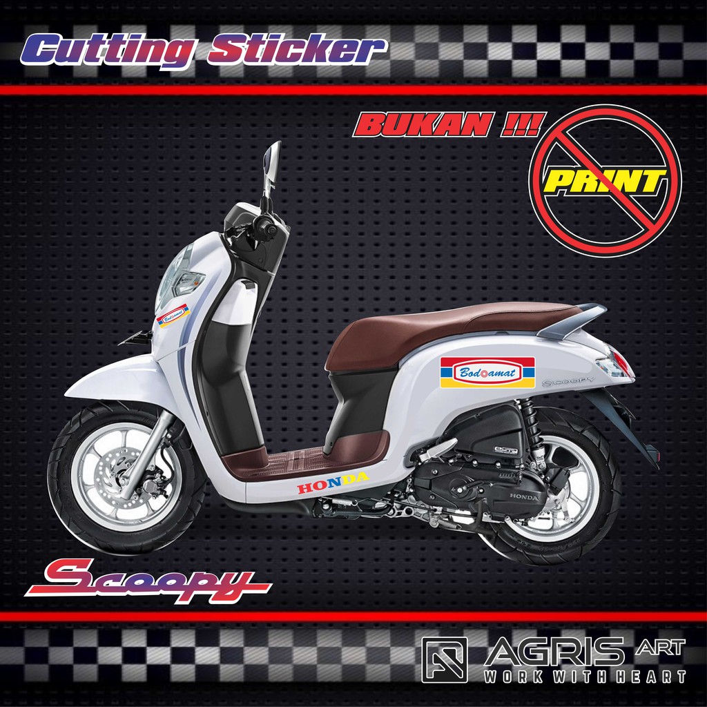 Cutting sticker stiker honda scoopy plesetan INDOMARET menjadi BODO ...