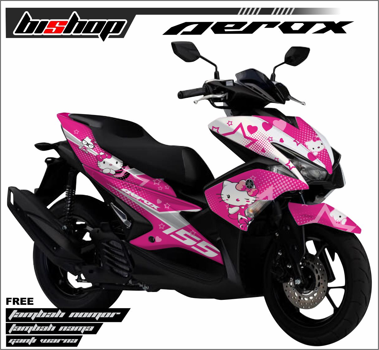 sticker decal full body Yamaha aerox motip hello Kitty pink010 | Lazada ...