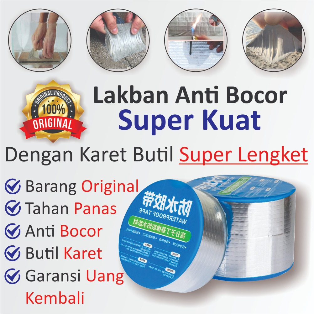 Lakban Anti Bocor Lem Anti Air Aluminium Foil Butyl Super Waterproof Tape Tambal Silver | Lazada ...