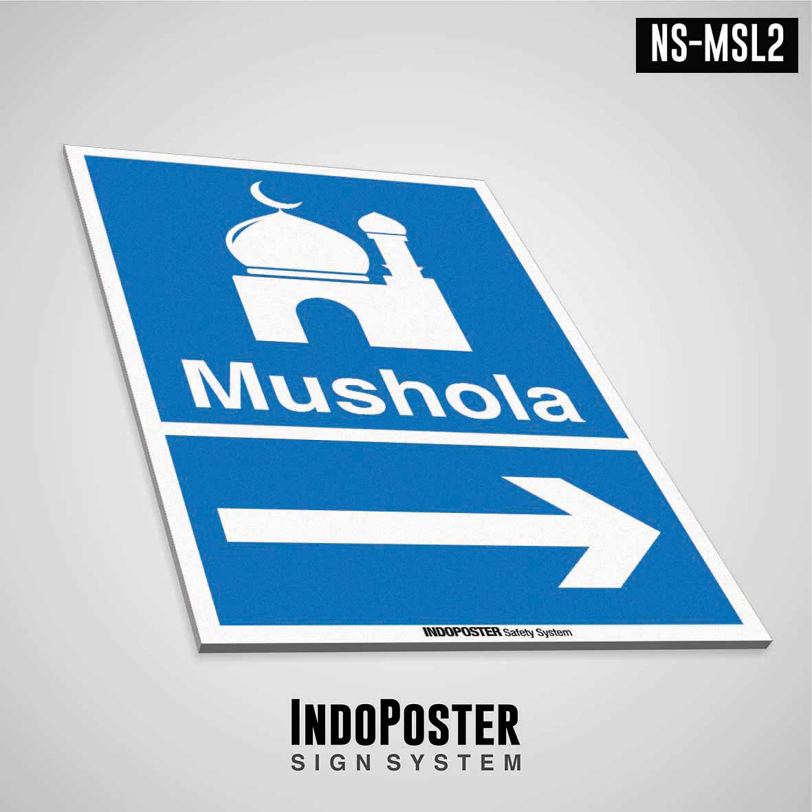 Sign Rambu Petunjuk Ruangan PVC ISO Rambu Arah Mushola Kanan M 45x30cm ...