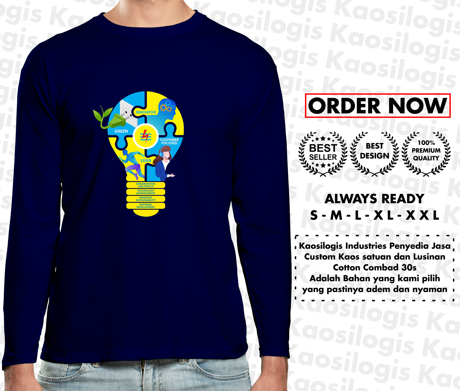 Kaos Baju Lengan Panjang logo pln power beyond generation - LantaiDua x ...