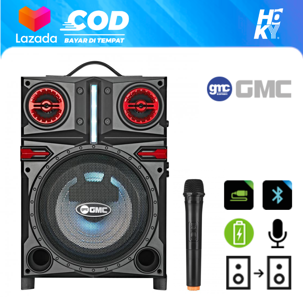 Speaker Portable GMC 897Q 6.5 Inch Bluetooth Karaoke Extra Bass ...