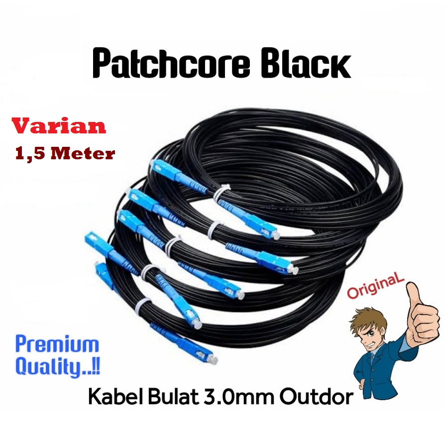 Patchcore Fiber Optic Black 3mm [ 1,5 Meter ] No Brand - Patchcord Hitam 3.0mm | Lazada Indonesia